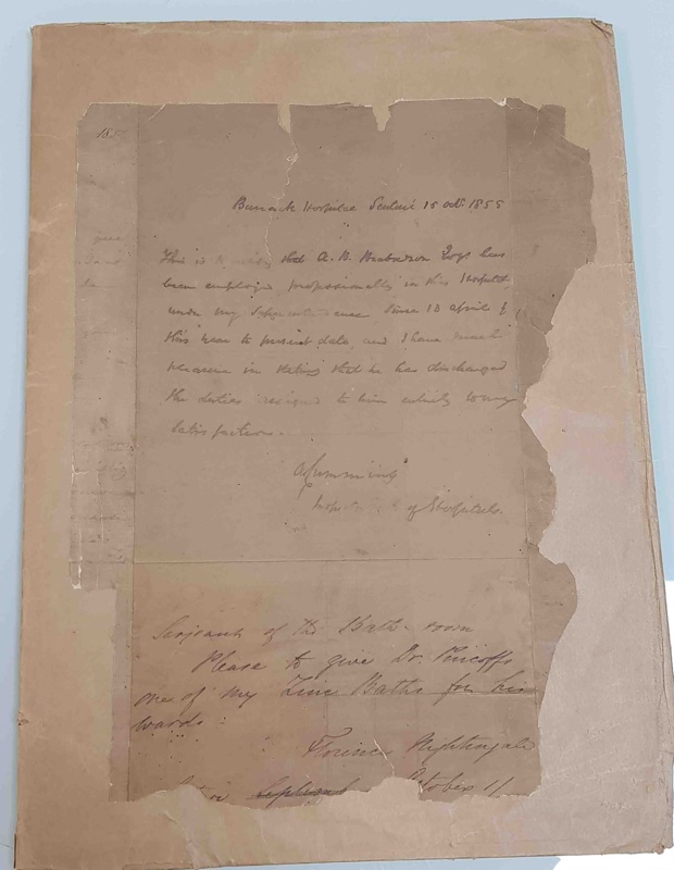 Manuscript order from Florence Nightingale.; Florence Nightingale; 1855 ...
