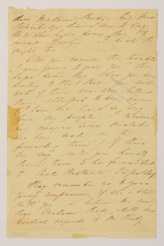 Letter from Florence Nightingale to Madame Perty, undated; Florence ...