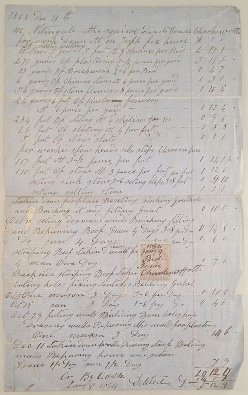Bill from Isaac Charlesworth; Isaac Charlesworth; 18/12/1863; 1073.332 ...