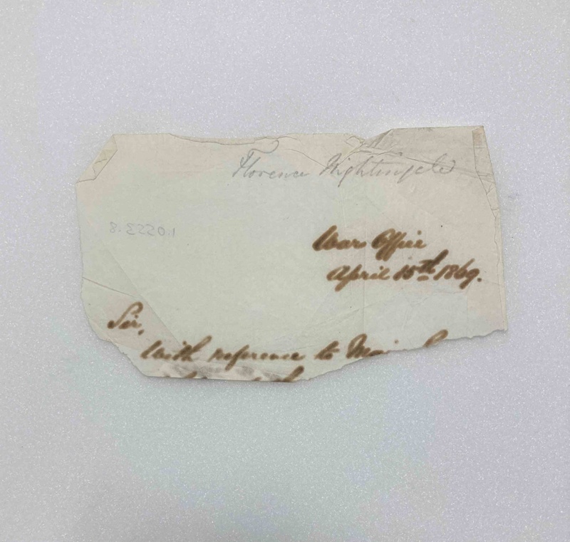 Scrap of paper from a letter with Florence Nightingale's signature ...