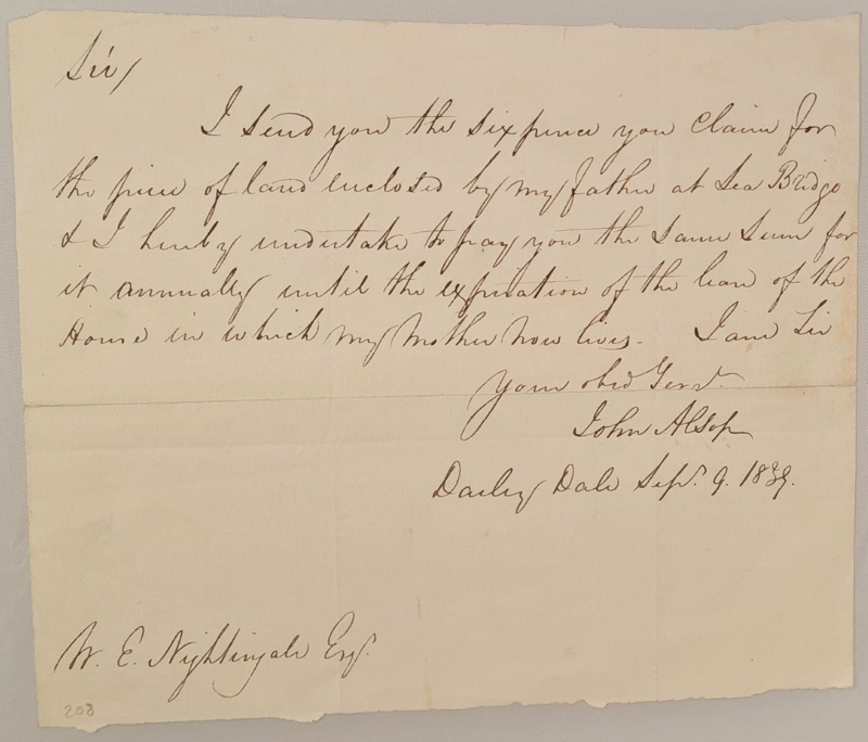 Letter from John Alsop; John Allsop; 09/09/1839; 1073.284 | eHive