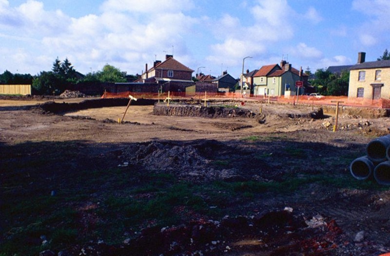 Photograph of a roundabout construction on Bury Street, Stowmarket.; The Linden ... | eHive