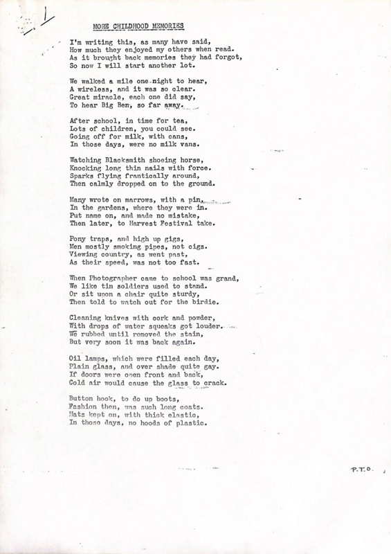 SMKLHG331 Folder, Poem: More Childhood Memories by Margaret A Hearn ...