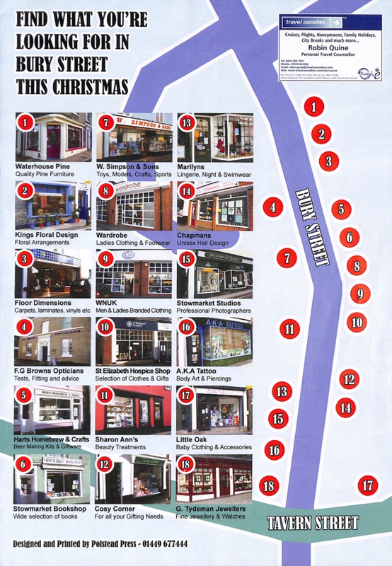 Map of Bury Street shops for Christmas; Town Centre Project; 20th ...