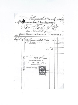 Altar Wine bill - Tuck & Co; 03/1890; SMKLHG359_0023 | eHive