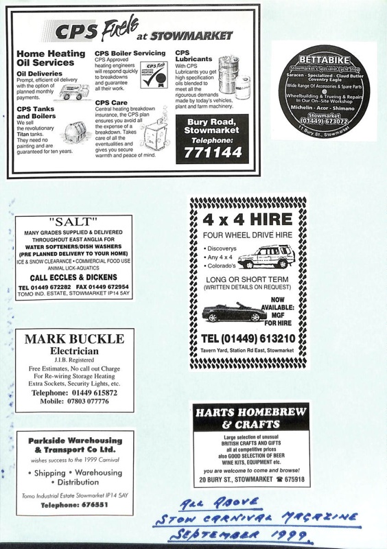 Adverts from the Stow Carnival Magazine.; The Linden Clements ...