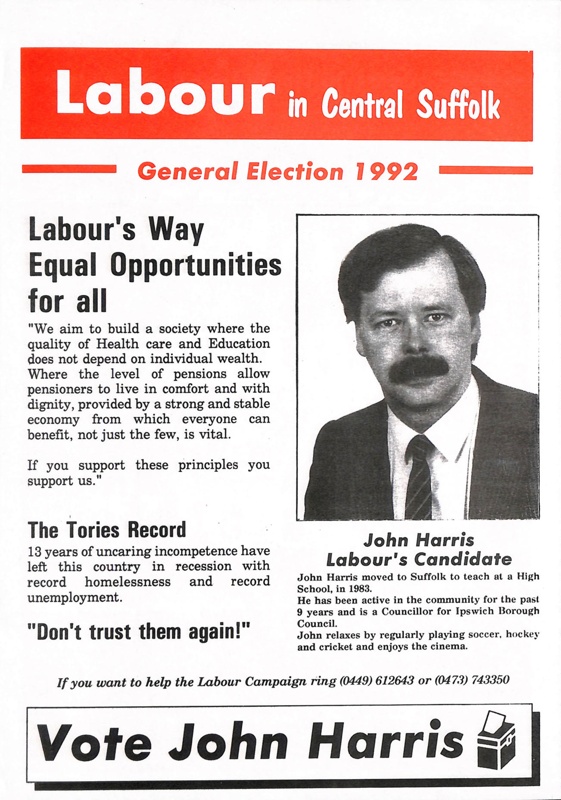 Document: John Harris Labour Candidate Election poster & information ...