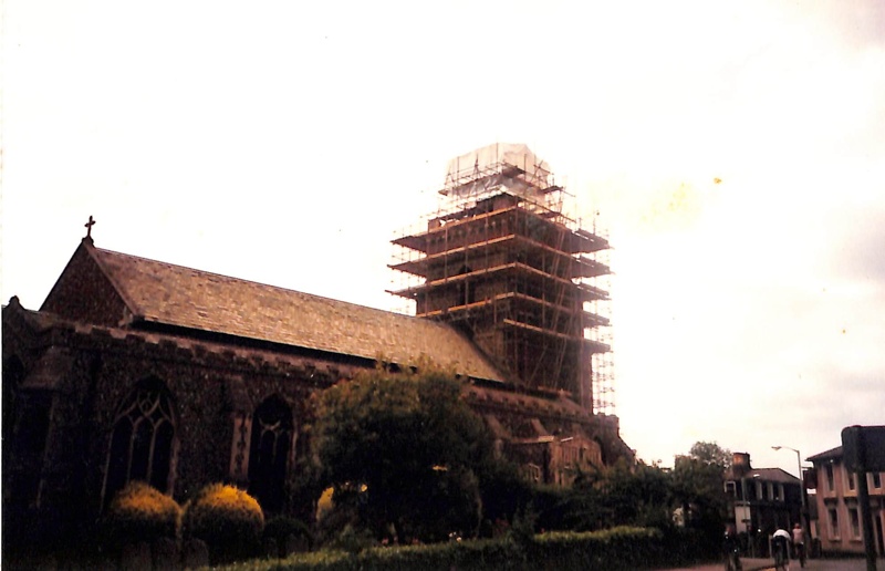 St Peter's and St Mary's Church, under restoration ; Church Needle ...