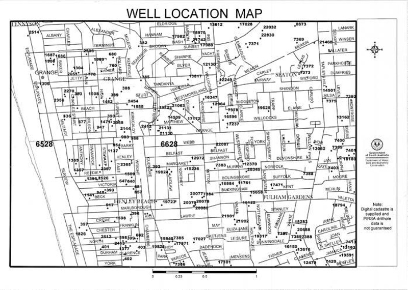 Map of Wells in Henley and Grange in the 1990s | eHive