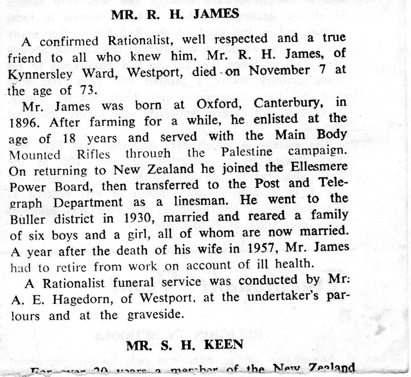 Obituary: Roy Holliday James; KWC-I-2090 | eHive