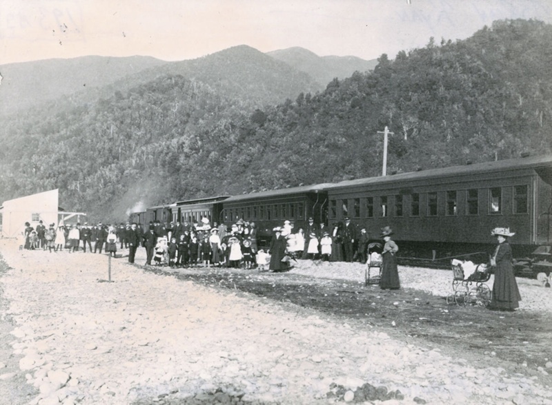 the first passenger train to run from Westport to Te Kuha; KWC-I-2521 ...