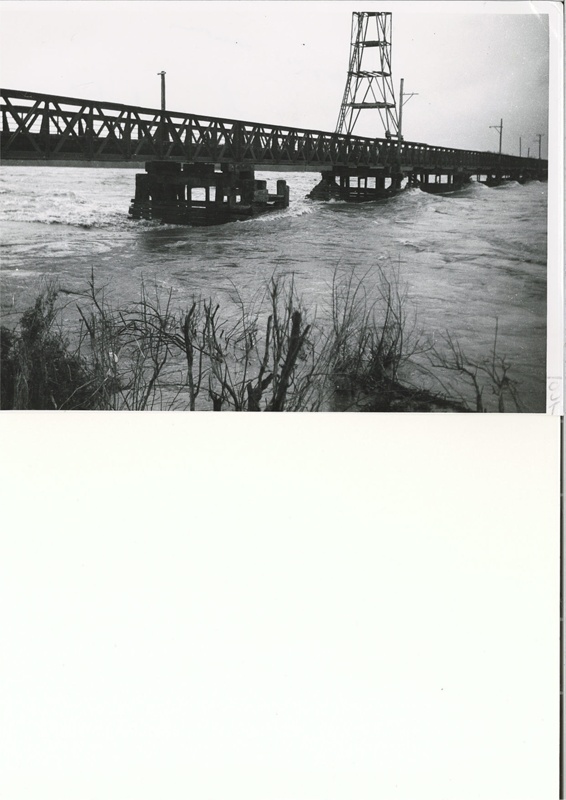 Old Buller Bridge and River in 1954 Flood; KWC-I-1104 | eHive