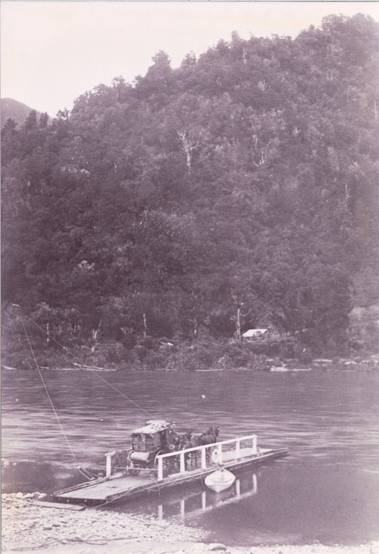 Te Kuha ferry about to cross the Buller River; KWC-I-2759 | eHive