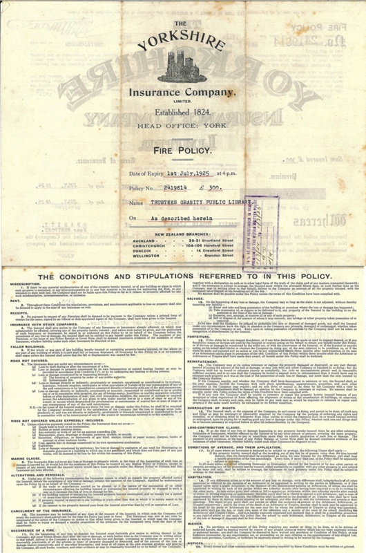 The Yorkshire Insurance Company Form Back Page; KWC-I-1658 | eHive