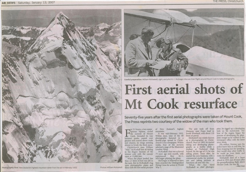 First Aerial Shots of Mt Cook Resurface; KWC-I-495 | eHive