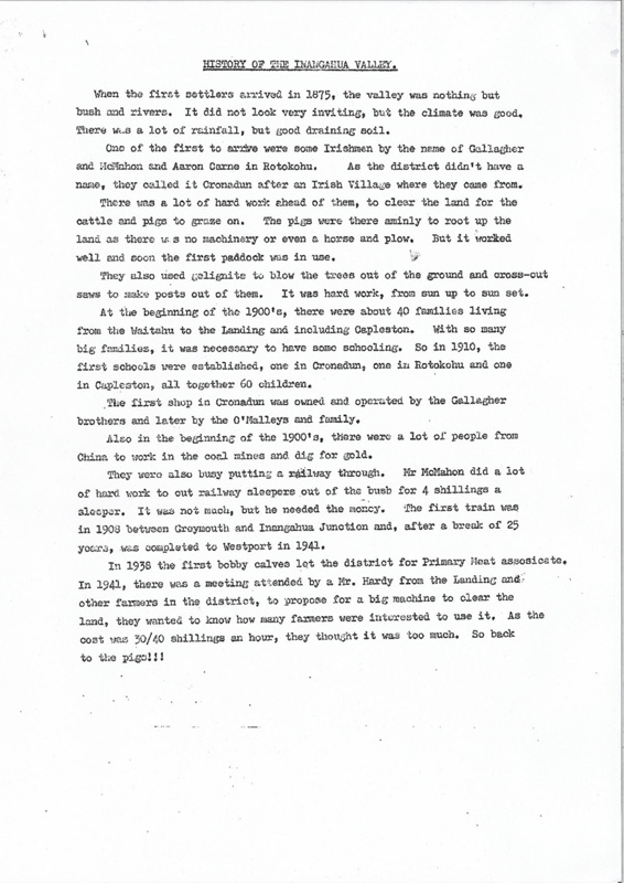 Brief history of Inangahua Valley - pg1; KWC-I-1155 | eHive
