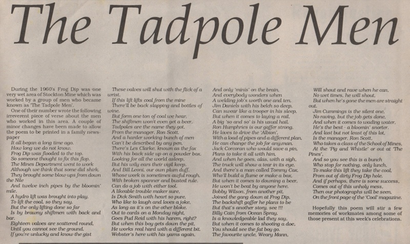 Article/Poem: The Tadpole Men of Frog Dip Mine - Stockton; KWC-D-597 ...