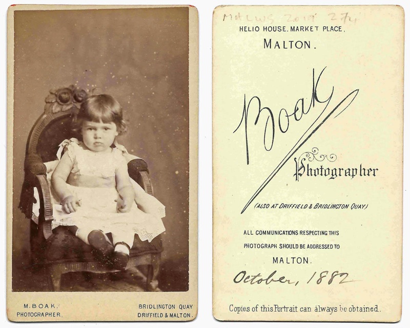 CDV of Victorian child; M Boak & Sons; MALWS:2019.274 | eHive