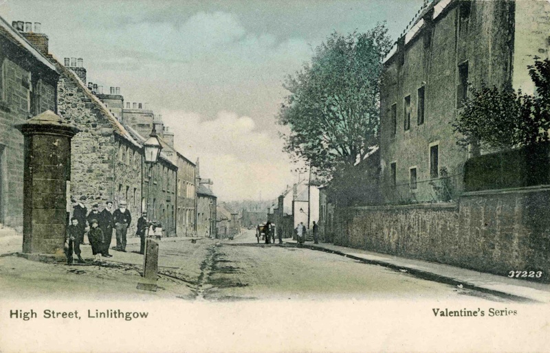 High Street Linlithgow looking east from the West Port, 1902 tinted ...