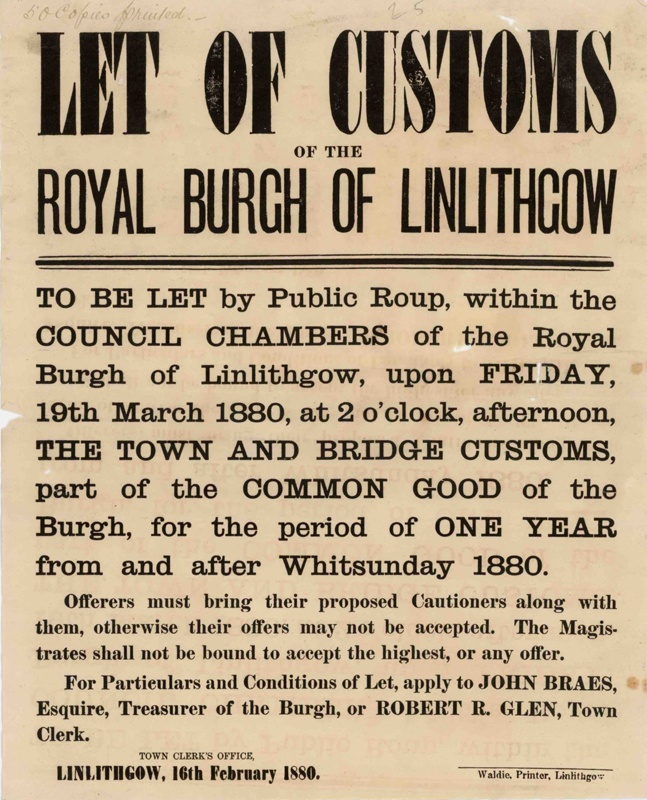 Advertisement for Let of Customs, 1880; 19LILHT 115_01 | eHive