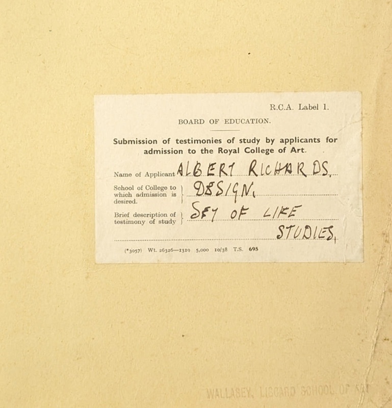 Royal College of Art Submission Label; Richards, Albert (1919-1945); c ...