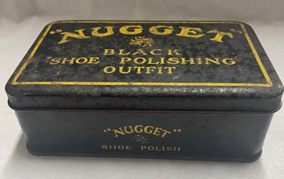 Nugget Black Shoe Polishing Outfit tin with lid.; Nugget; 2022.0119 | eHive