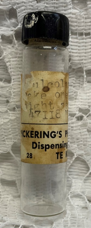 Small Glass Medicine Bottle; Pickering's Pharmacy Ltd; 2022.0377 | eHive