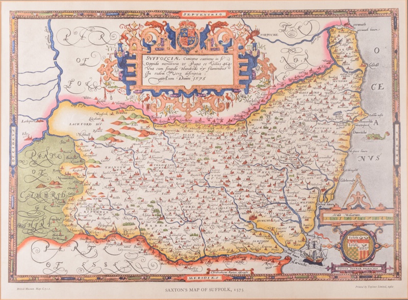 Saxton's Map of Suffolk 1575; Taylowe Ltd; 1962; FRMLM.1995.6 | eHive