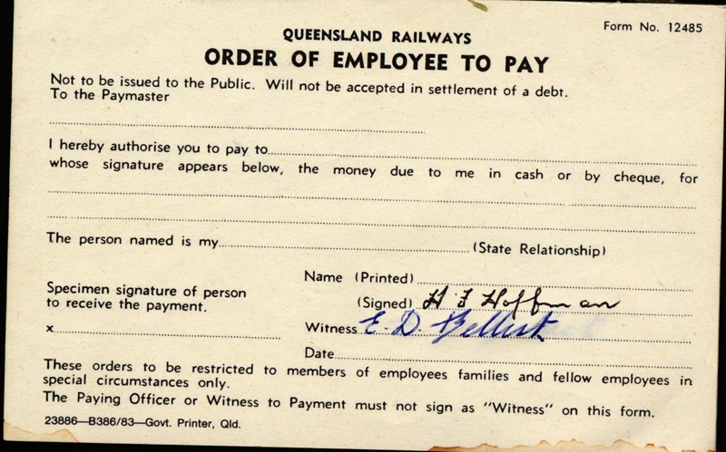 Form No. 12485 Order of Employee to Pay; A-1240 | eHive