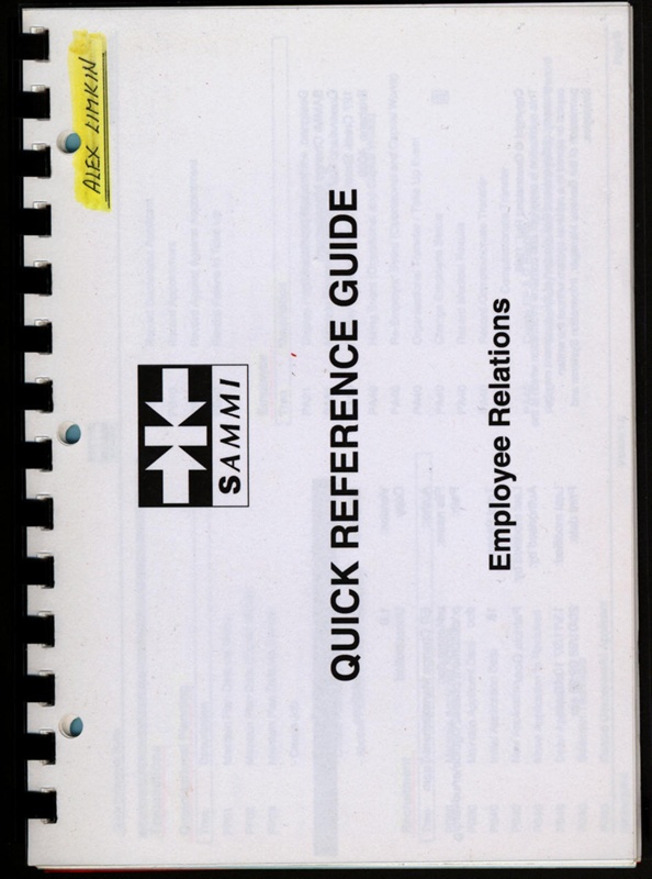 QR - SAMMI Quick Reference Guide - Employee Relations.; 1998; A-1308 ...