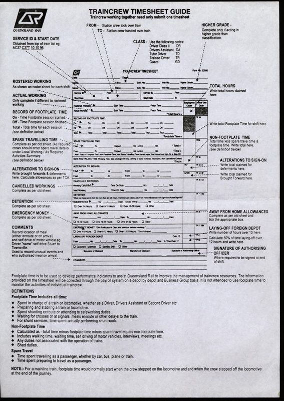 Traincrew Timesheet Guide; A-1305 | eHive