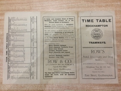 Timetable - Rockhampton Tramway Timetables; A-1012 | eHive