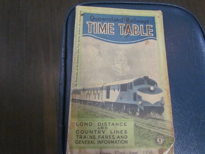 Book - "Queensland Railways Time Table 1958"; 1958; A-0528 | eHive