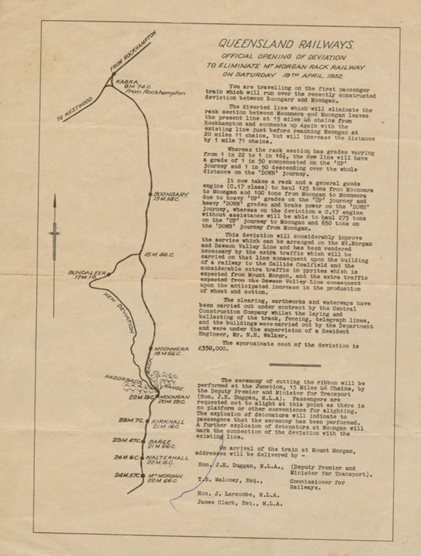 Queensland Railways - Official Opening of Deviation to Eliminate Mt ...