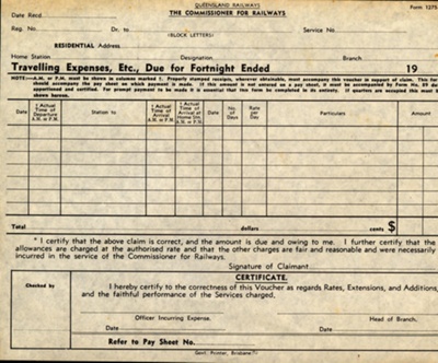 Form 12753 - QR Travelling Expenses, Etc.; A-1245 | eHive