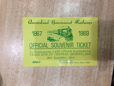 Ticket - Souvenir Train Ticket; 1969; A-1029 | eHive