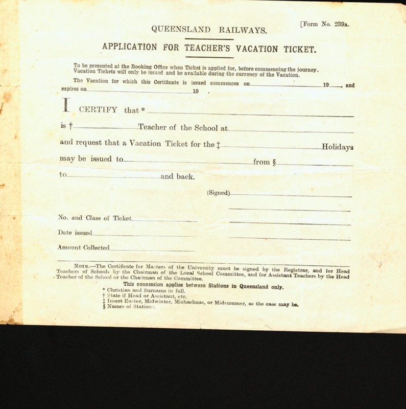 Form No. 239A QR Application for Teacher's Vacation Ticket; A-1958 | eHive