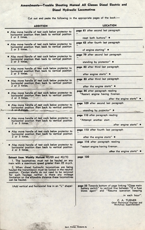 Amendments - Trouble Shooting Manual All Classes Diesel Electric and ...