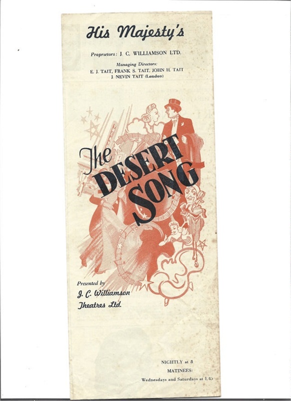 Theatre Programme- His Majesty's Melbourne, The Desert Song 1945 ...