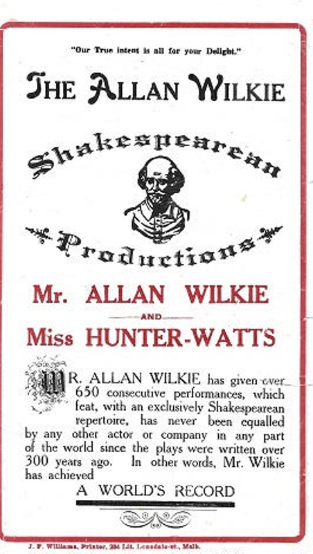 Programme Allan Wilkie Shakespearean Productions c 1923 King John Allan ...