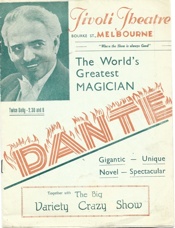 Dante Programme Tivoli Theatre Melbourne Jane Ayr, Alec Pleon, Eddie ...