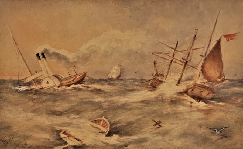 Untitled - Sailing Ship Foundering with Paddle Steamer, Tug and ...