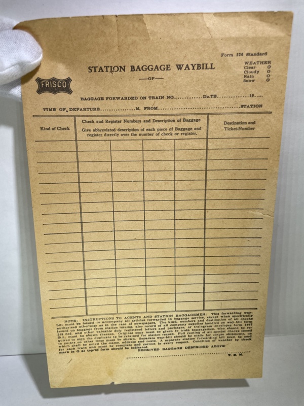 Station Baggage Waybill; Frisco Railway; (P) 2025.4.7 | eHive