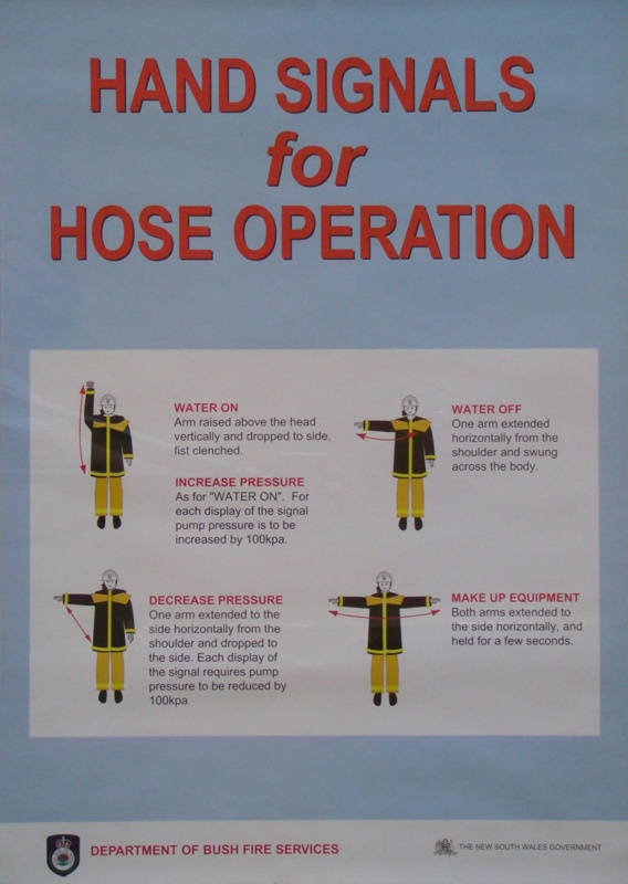 Hand Signals for Hose Operations Poster; N.S.W. Bush Fire Service; 1993 ...
