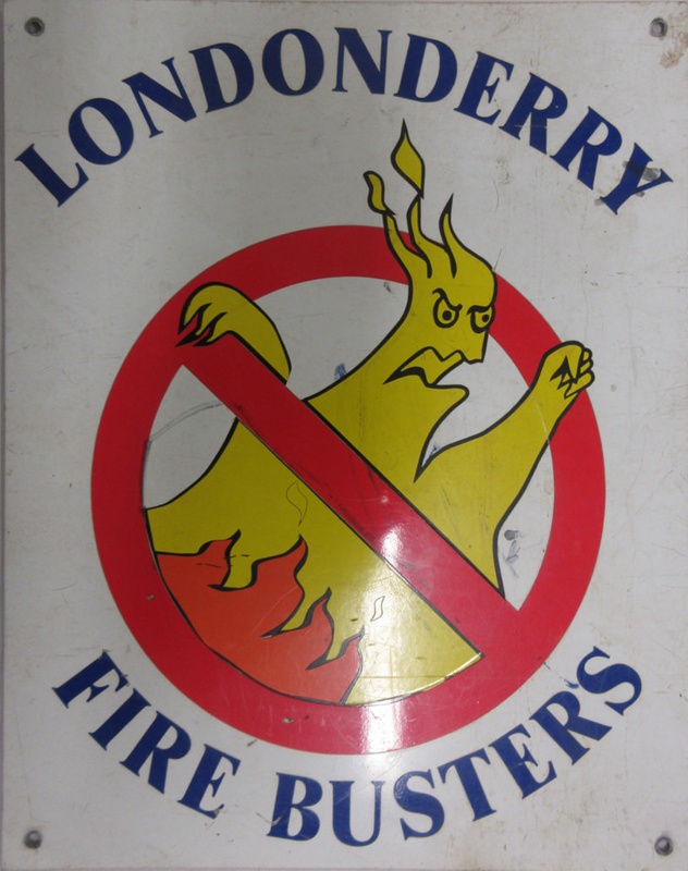 Londonderry Brigade Fire Busters Metal Sign (300 x 380mm high); c. 1998 ...