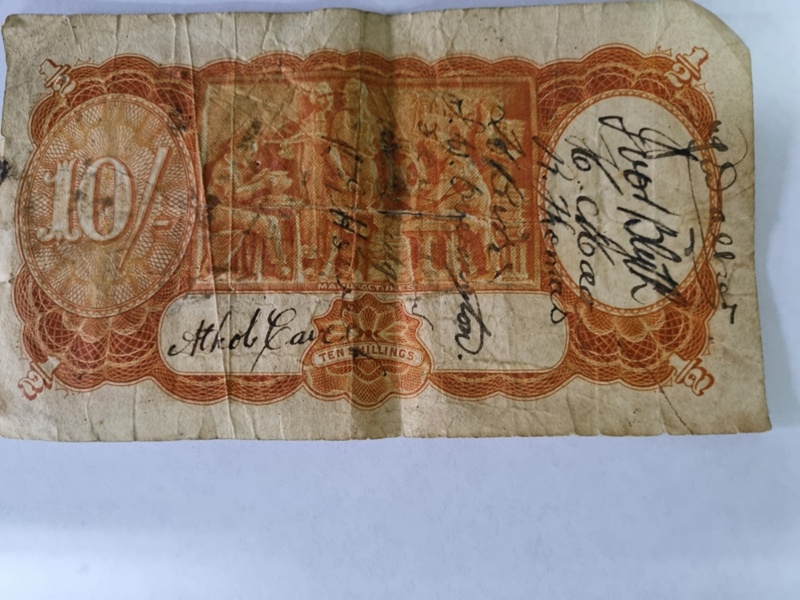 Ten shilling note and threepence.; 1944 -1959; 0024 | eHive