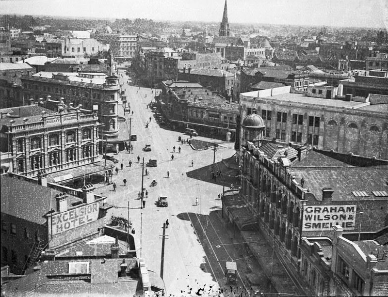 Central City. Aerial Oblique View Up High Street Across the Manchester ...