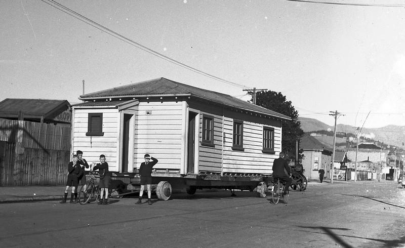 Building, Moving House, Christchurch, New Zealand.; Mackay, Stan ...
