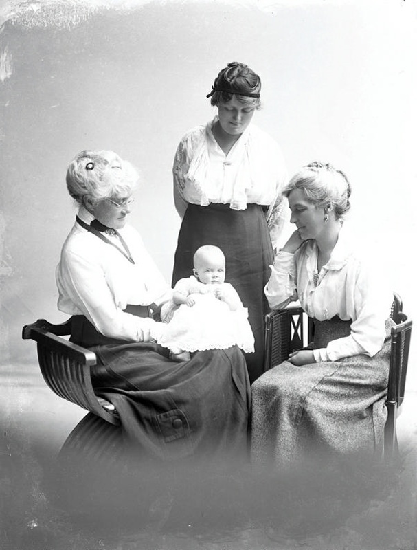 Portrait. Mrs C G Dalgerty. 3 Woman and Baby. Christchurch, Canterbury ...