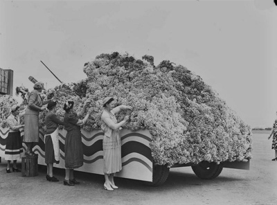1950. Canterbury Centennial. Floral Float for Procession. Rowing Boat ...
